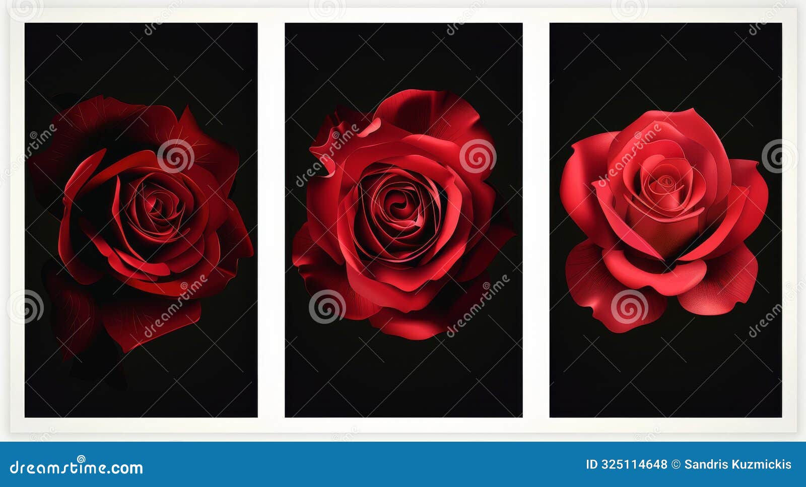Art with Three Red Roses. Generative AI. Stock Illustration ...