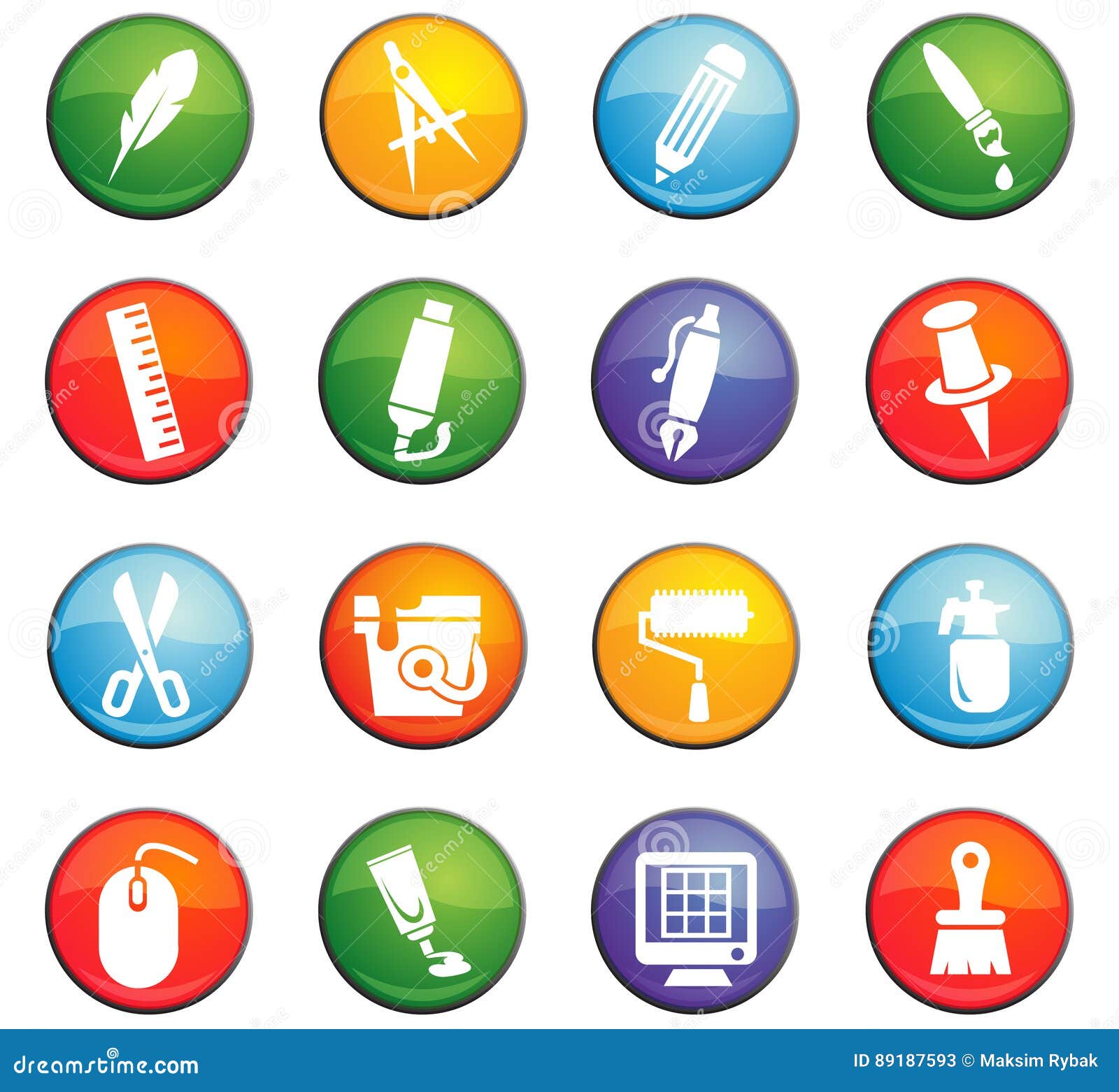 Art tools icon set stock illustration. Illustration of element - 89187593