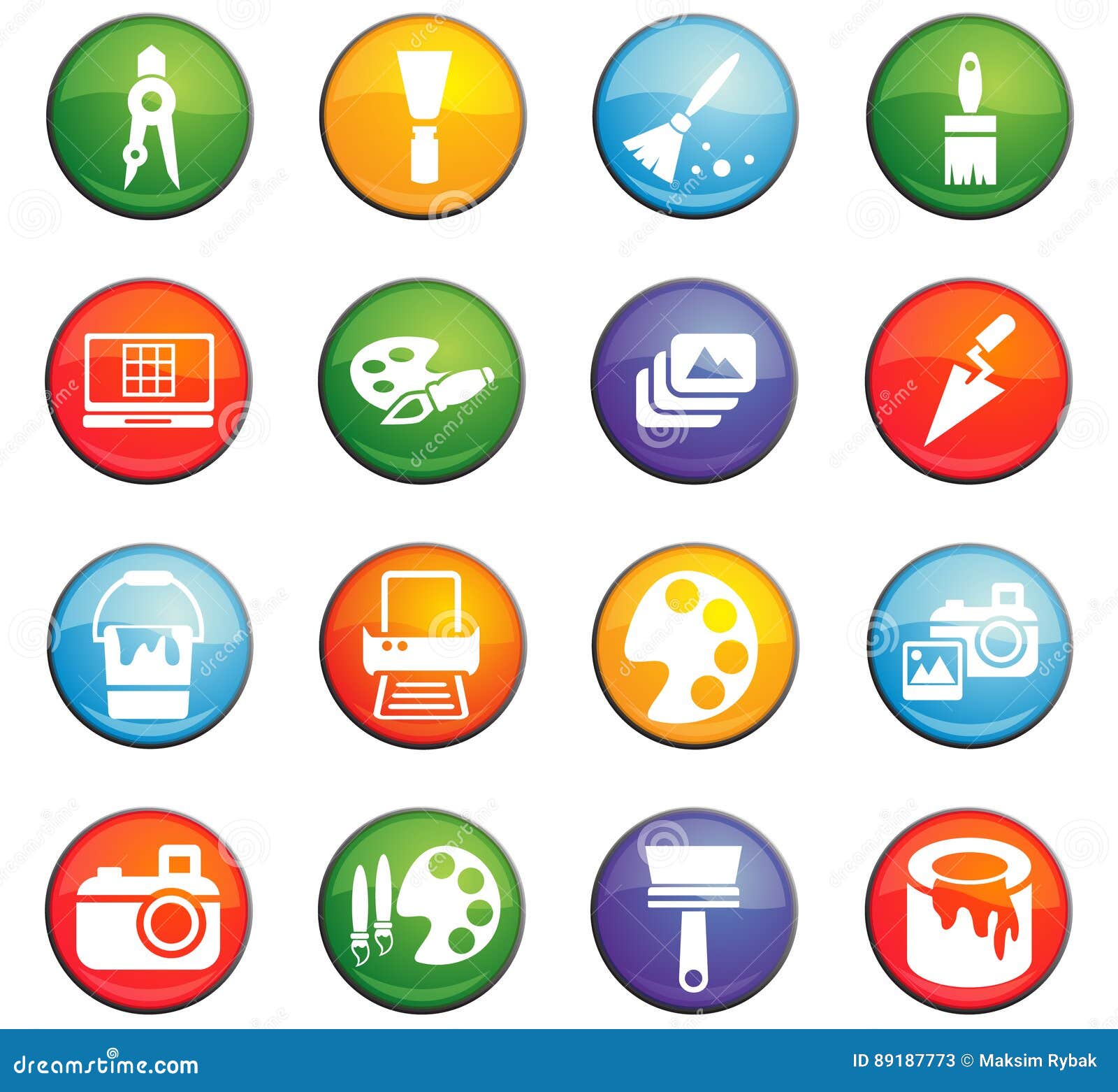 Art tools icon set stock illustration. Illustration of pallet - 89187773