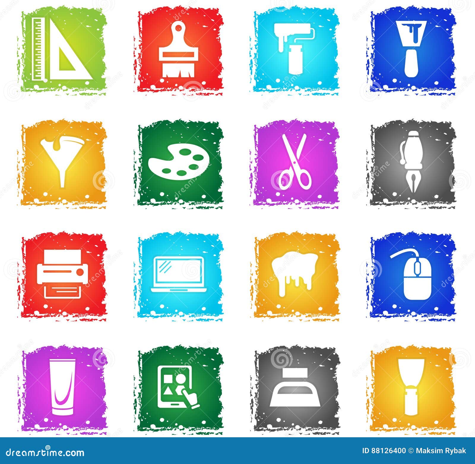 Art tools icon set stock vector. Illustration of rulers - 88126400