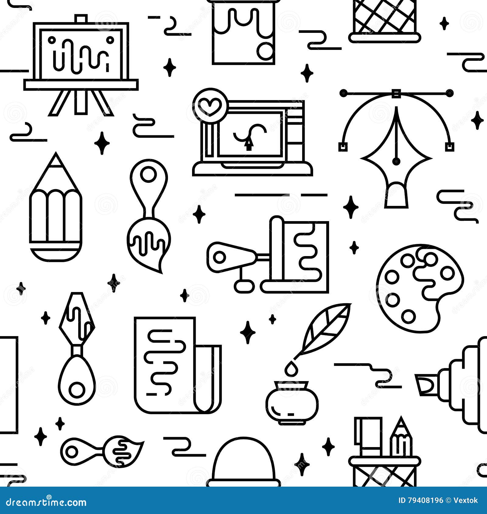 Art Tools and Materials Seamless Pattern Stock Vector - Illustration of ...