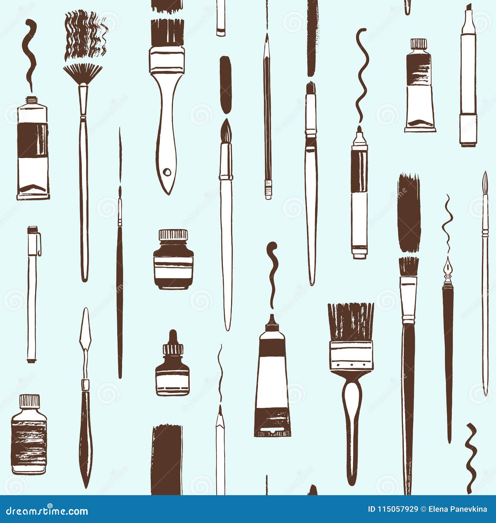 Art Tools, Painter Equipment Seamless Vector Pattern Stock Vector ...