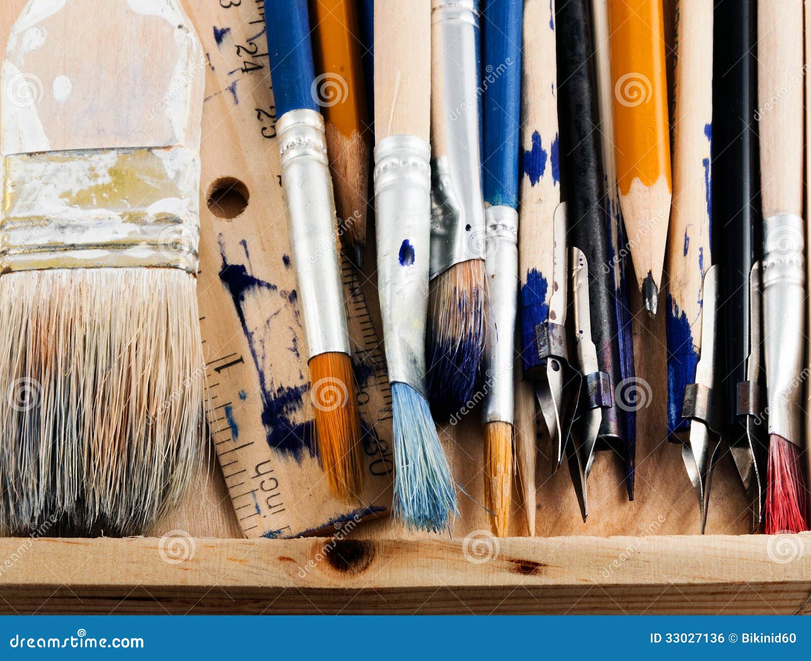 Art tools. stock photo. Image of objects, messy, brushes - 33027136
