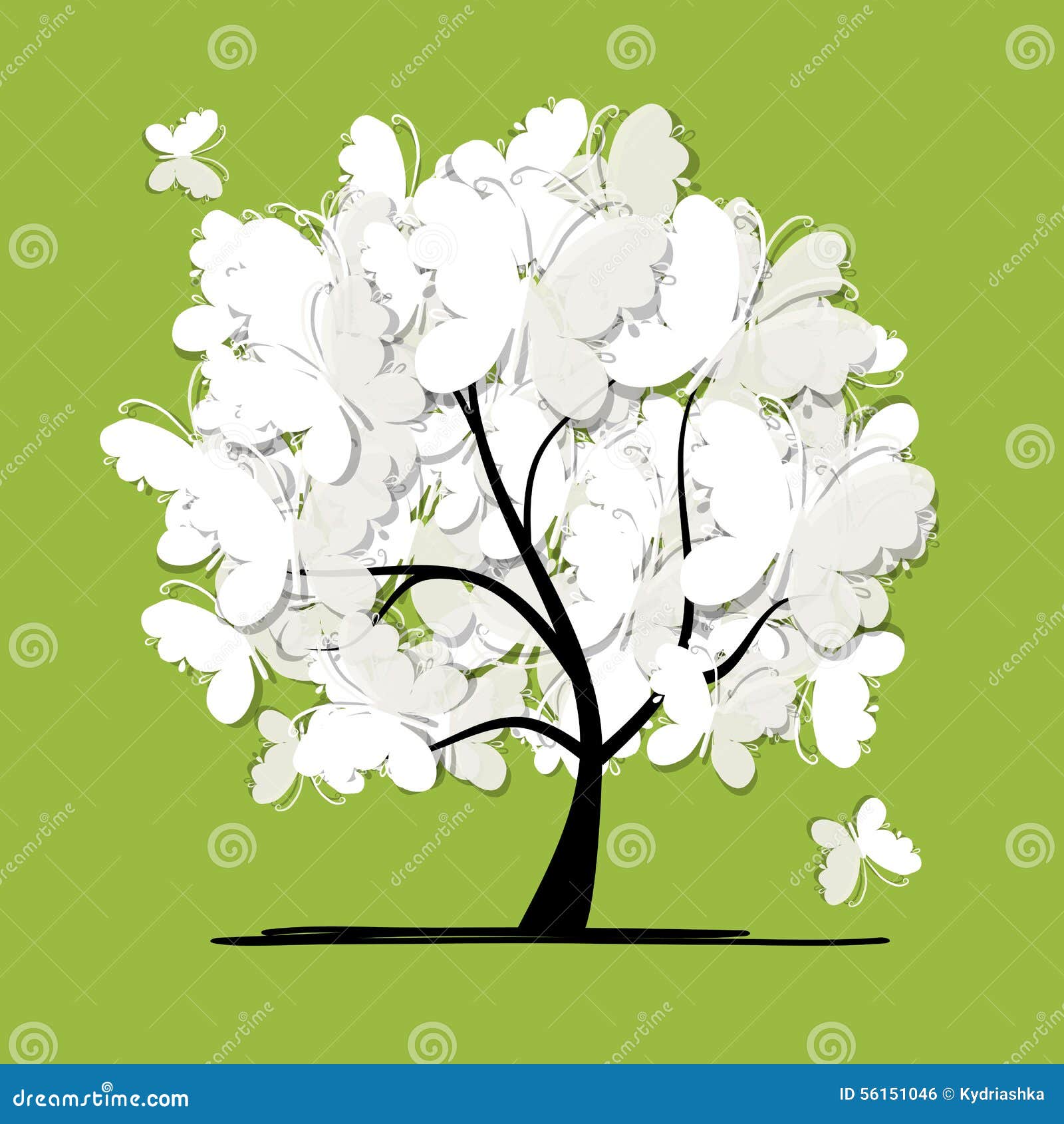 Art Tree with Butterflies for Your Design Stock Vector - Illustration ...