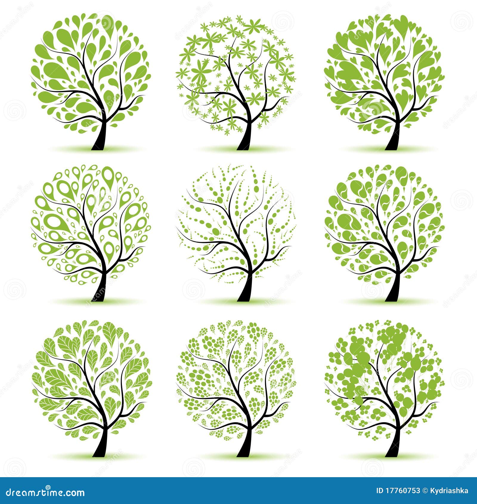Art Tree Collection for Your Design Stock Vector - Illustration of ...