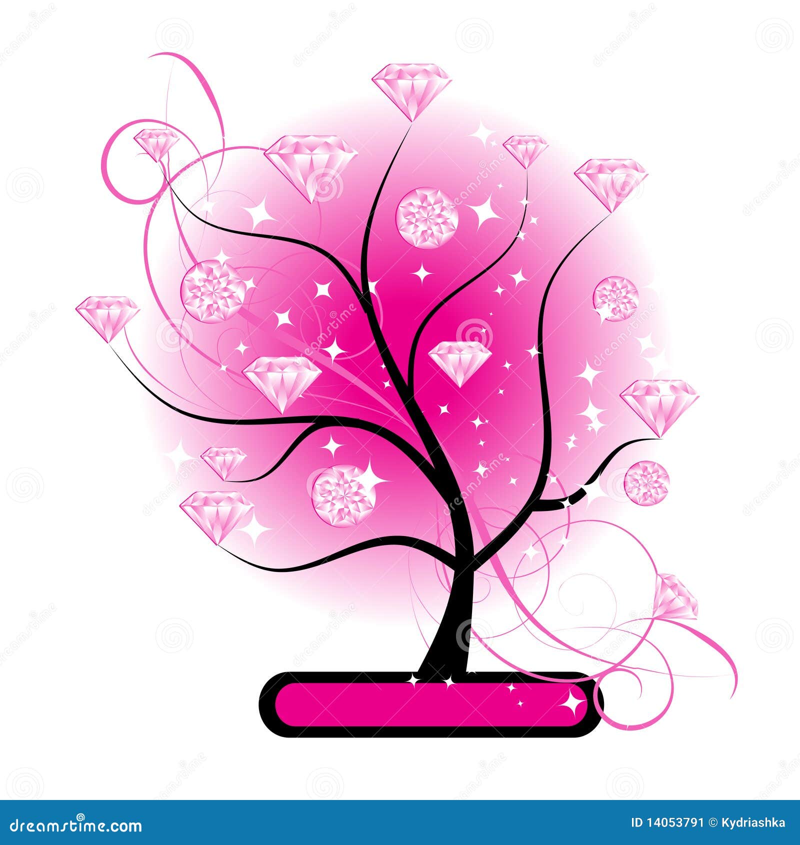Art Tree with Diamonds Pink for Your Design Stock Vector - Illustration ...