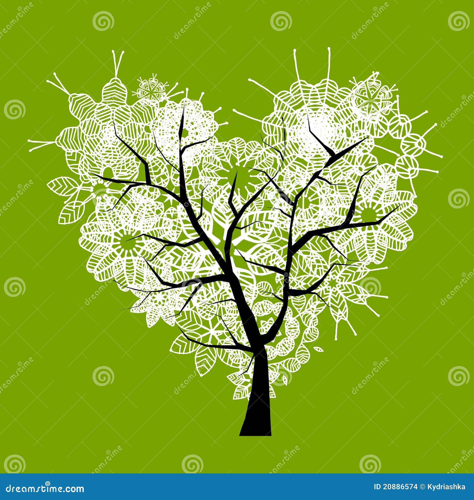 Art Tree Heart Shape for Your Design Stock Vector - Illustration of ...