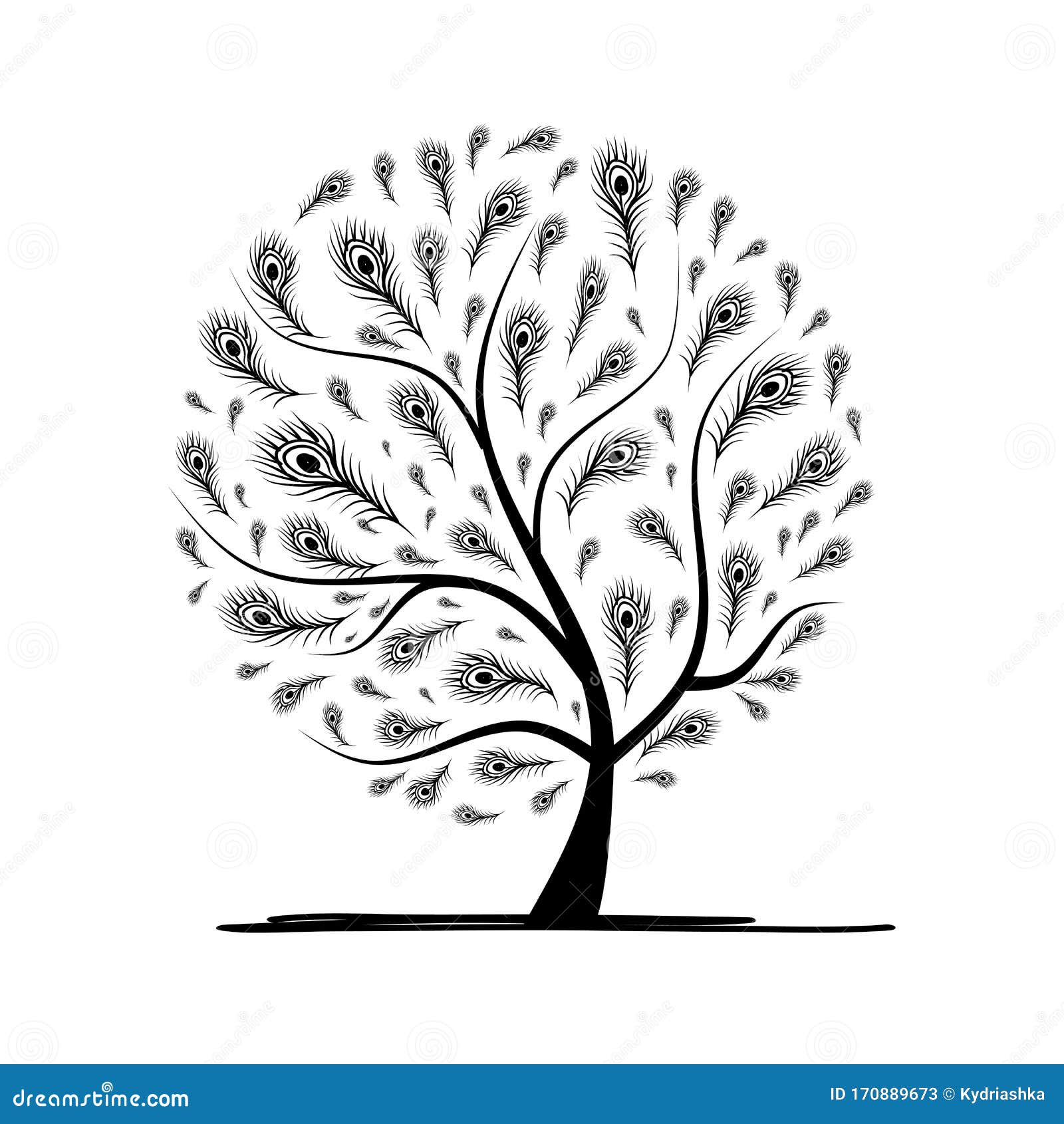 Art Tree with Peacock Feather for Your Design Stock Vector ...