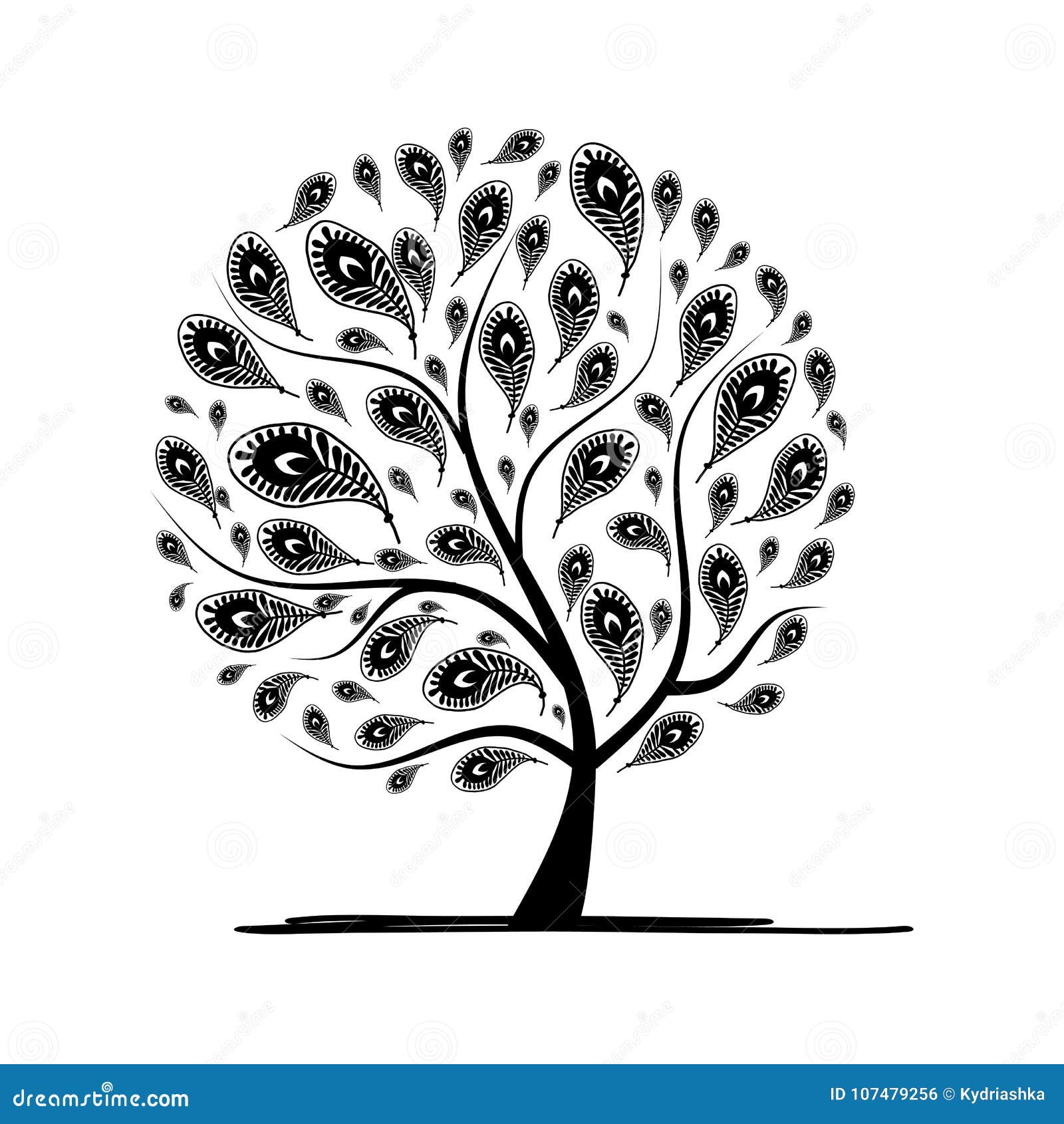 Art Tree with Peacock Feather for Your Design Stock Vector ...