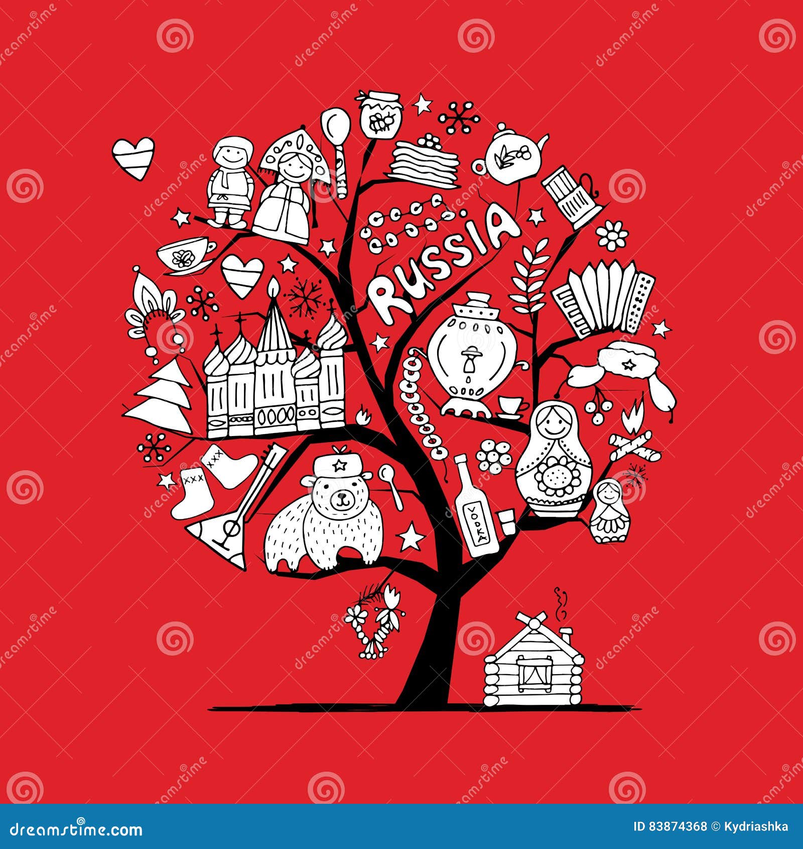 Art Tree with Russian Symbols for Your Design Stock Vector ...