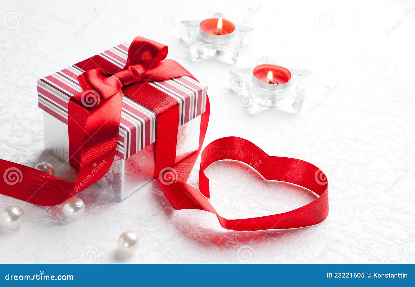 Art Valentine Day Gift Box with Red Heart Stock Image - Image of party ...