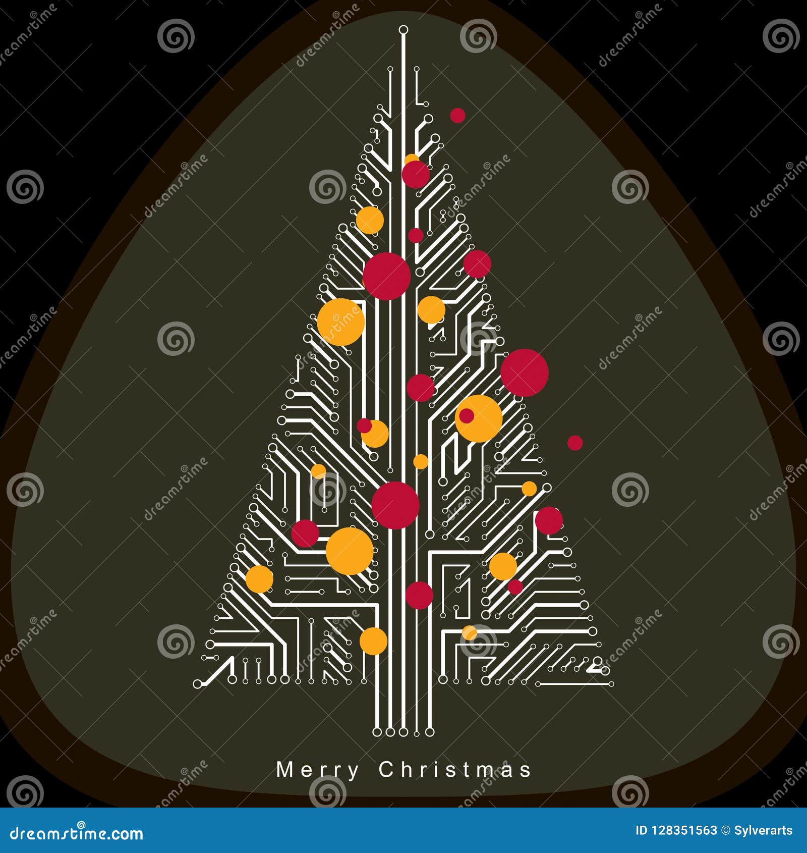 Art Vector Graphic Illustration of Digital Christmas Tree Made U Stock ...