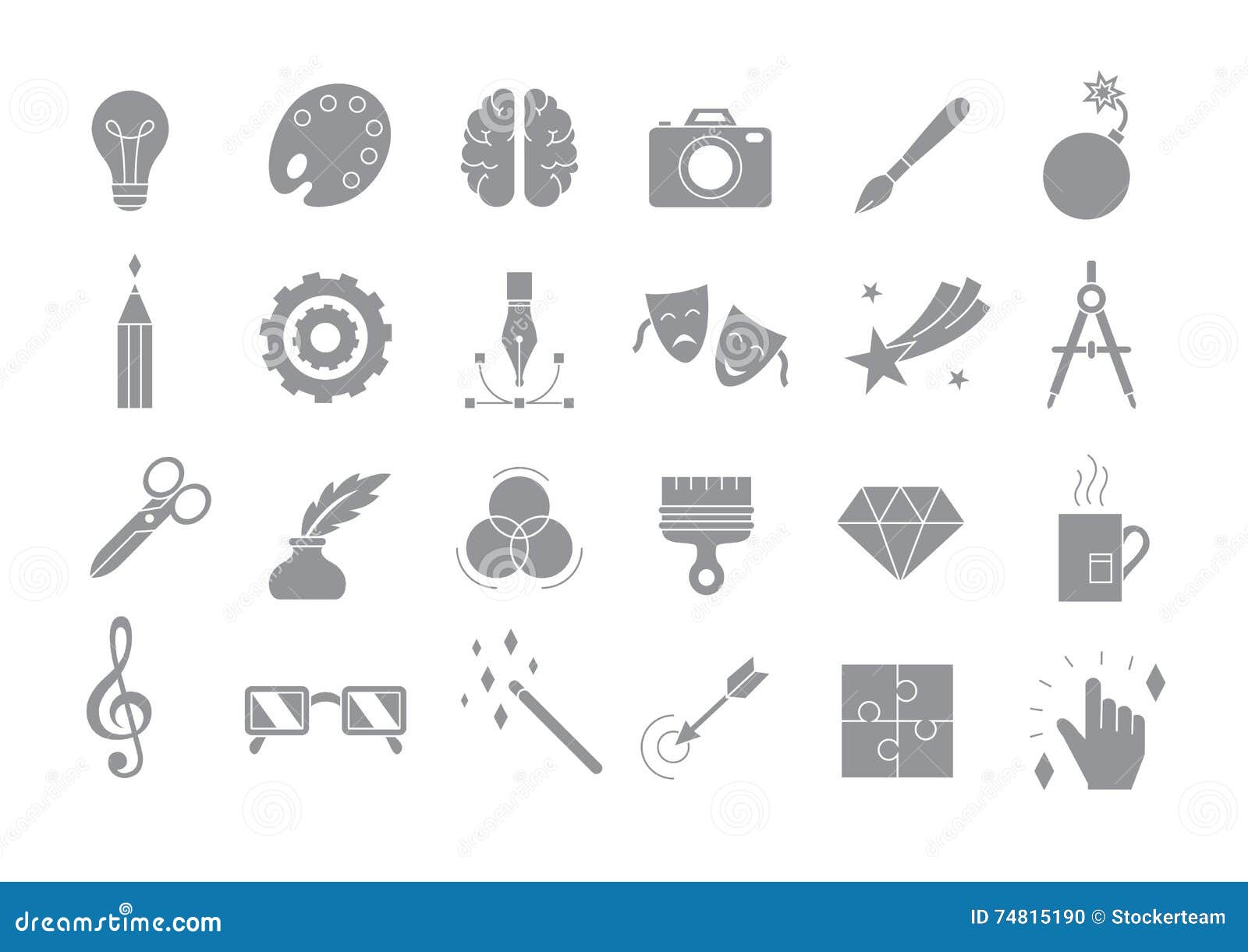 Art vector gray icons set stock vector. Illustration of icons - 74815190