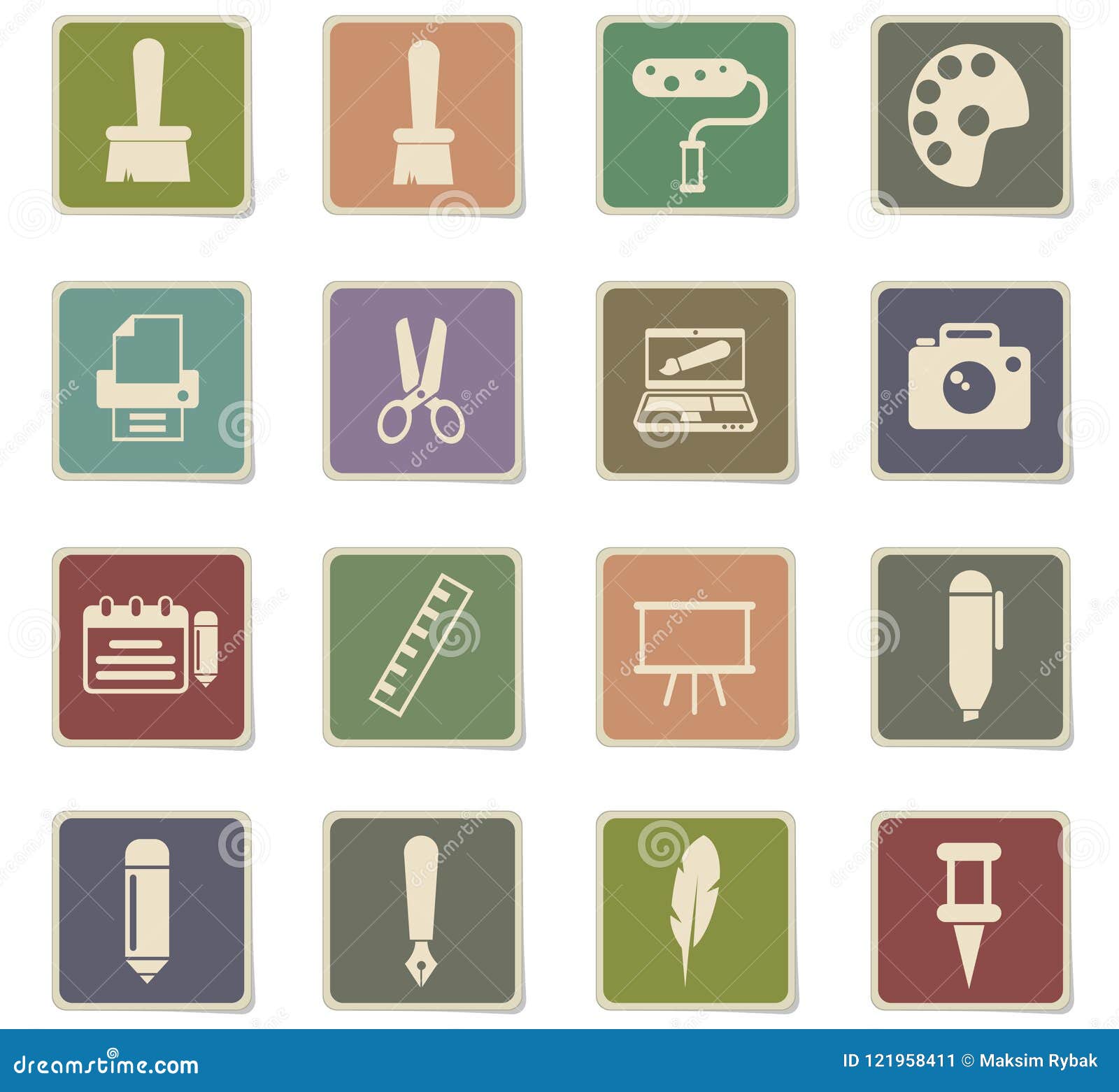 Art icon set stock vector. Illustration of pencil, easel - 121958411