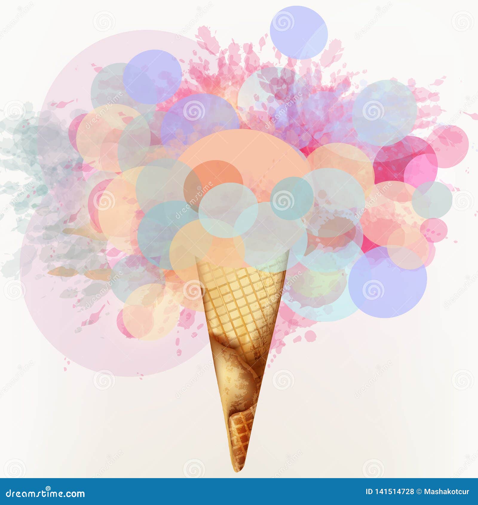 Art Vector Illustration with Ice Cream from Abstract Colored Circles ...