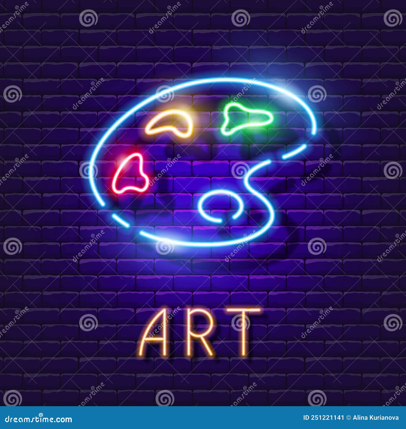 Art Vector Neon Sign. Drawing Lesson Glowing Icon. Stock Vector ...