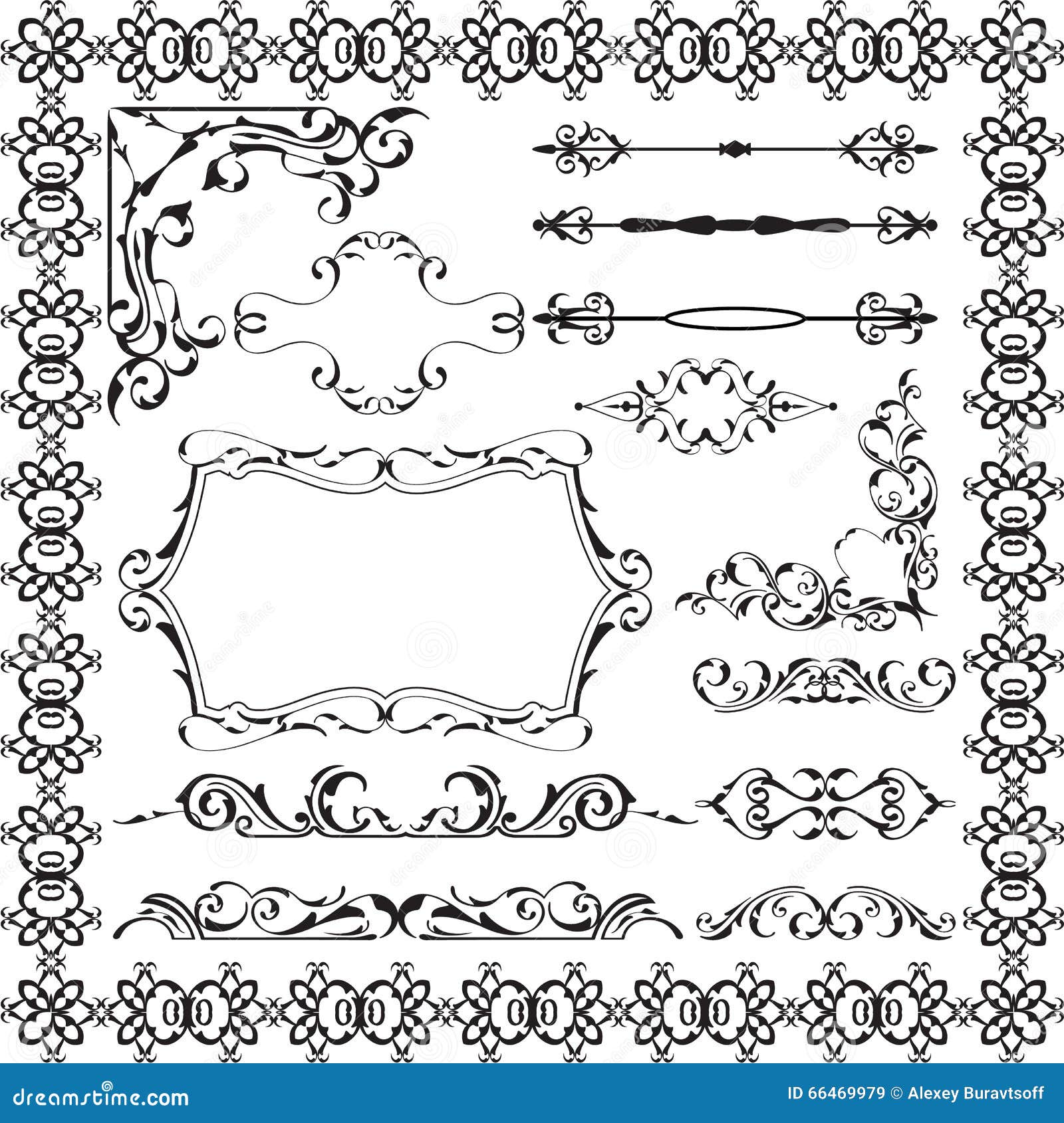 Art Victorian Swirl Elements Set Stock Vector - Illustration of pattern ...