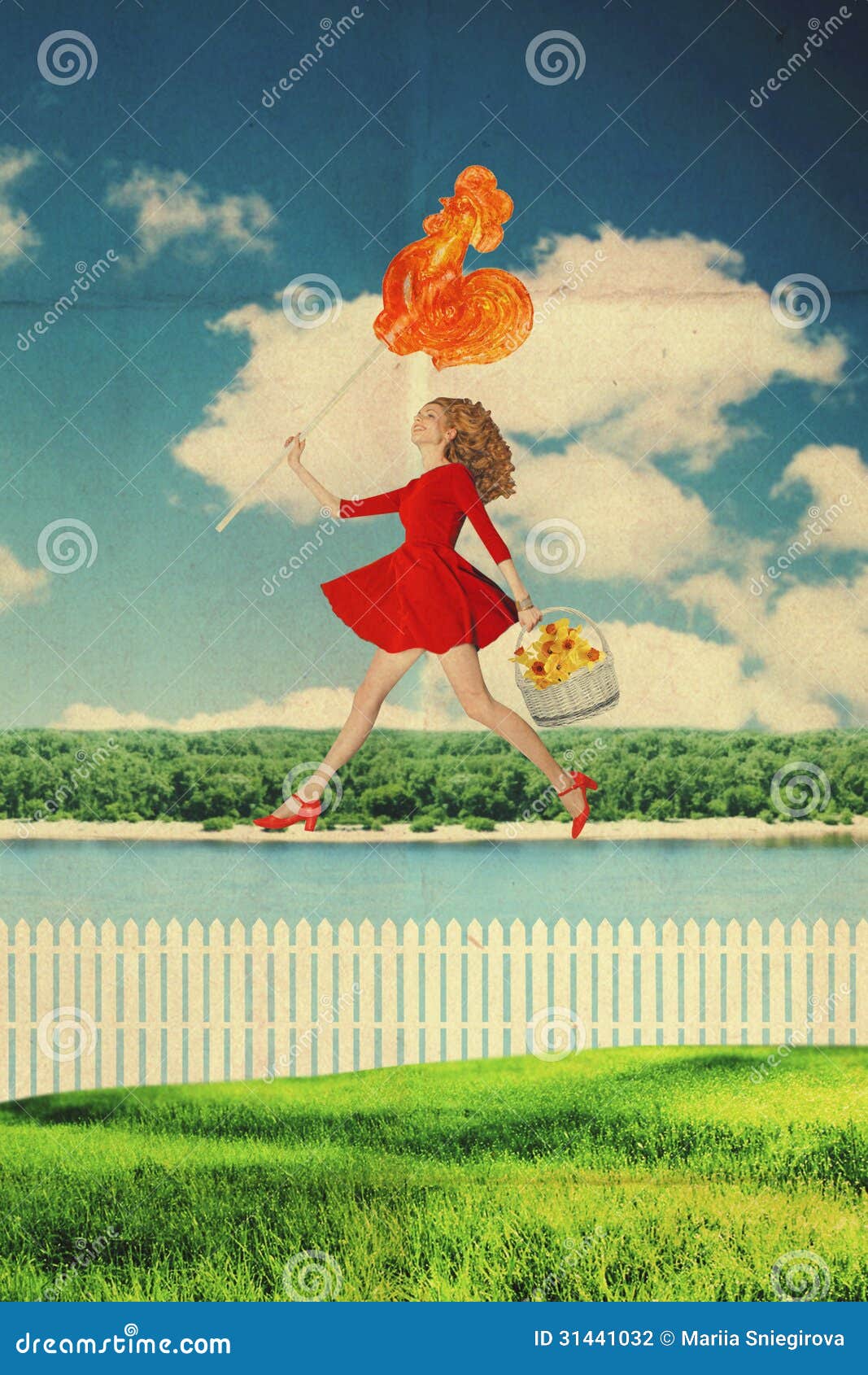 Art Vintage Collage with Beautiful Woman Stock Photo - Image of retro ...