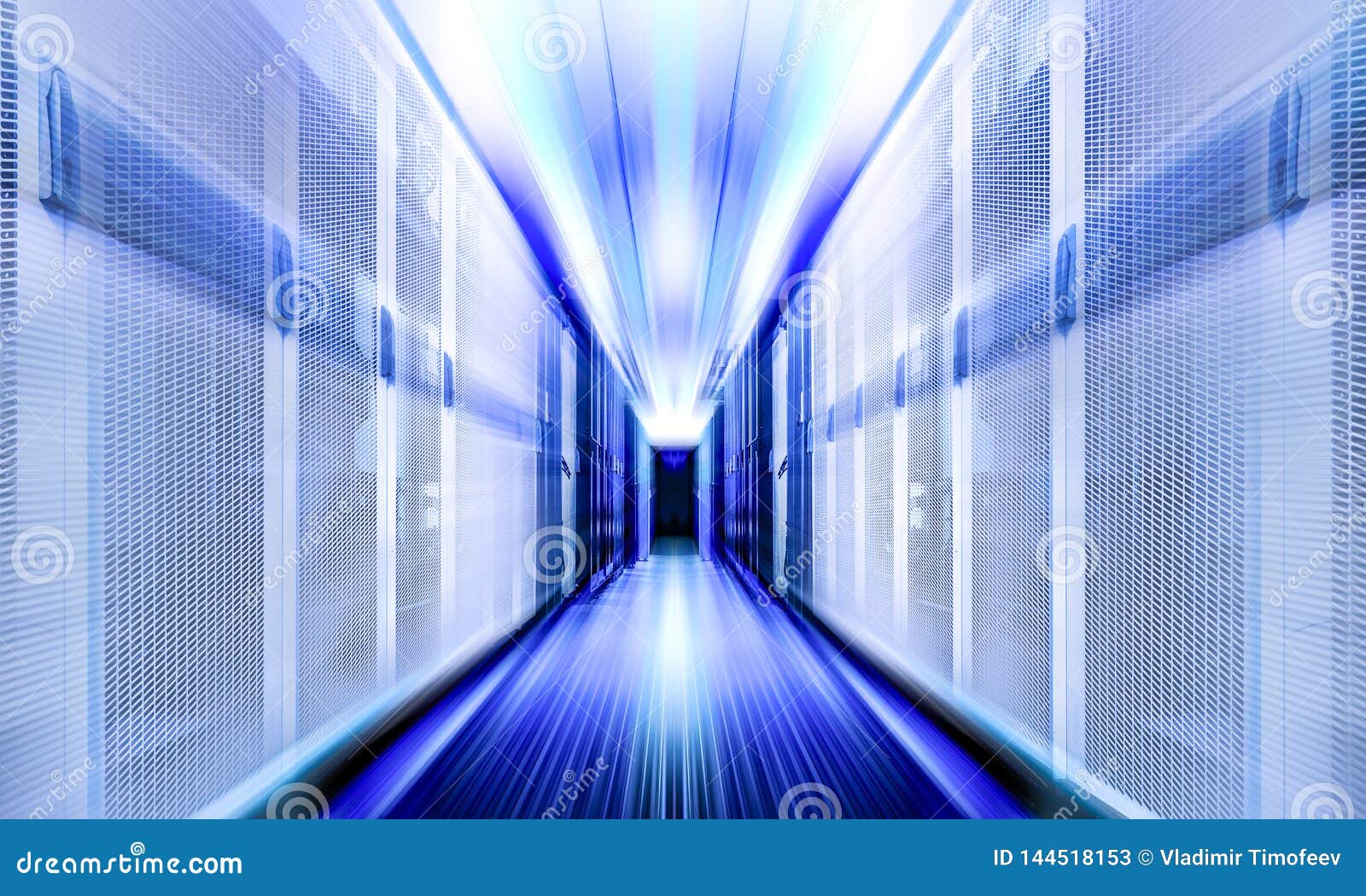 Art Visualization Corridor of Data Warehouse in Neon Fluorescent Light ...