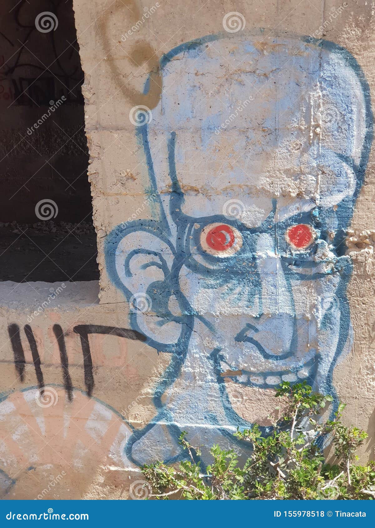 Art on the Wall in Mallorca. Human Head Editorial Stock Photo - Image ...