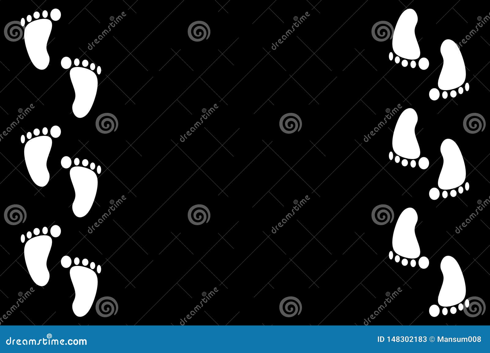 White Footprint on Black Illustration Background Stock Illustration ...