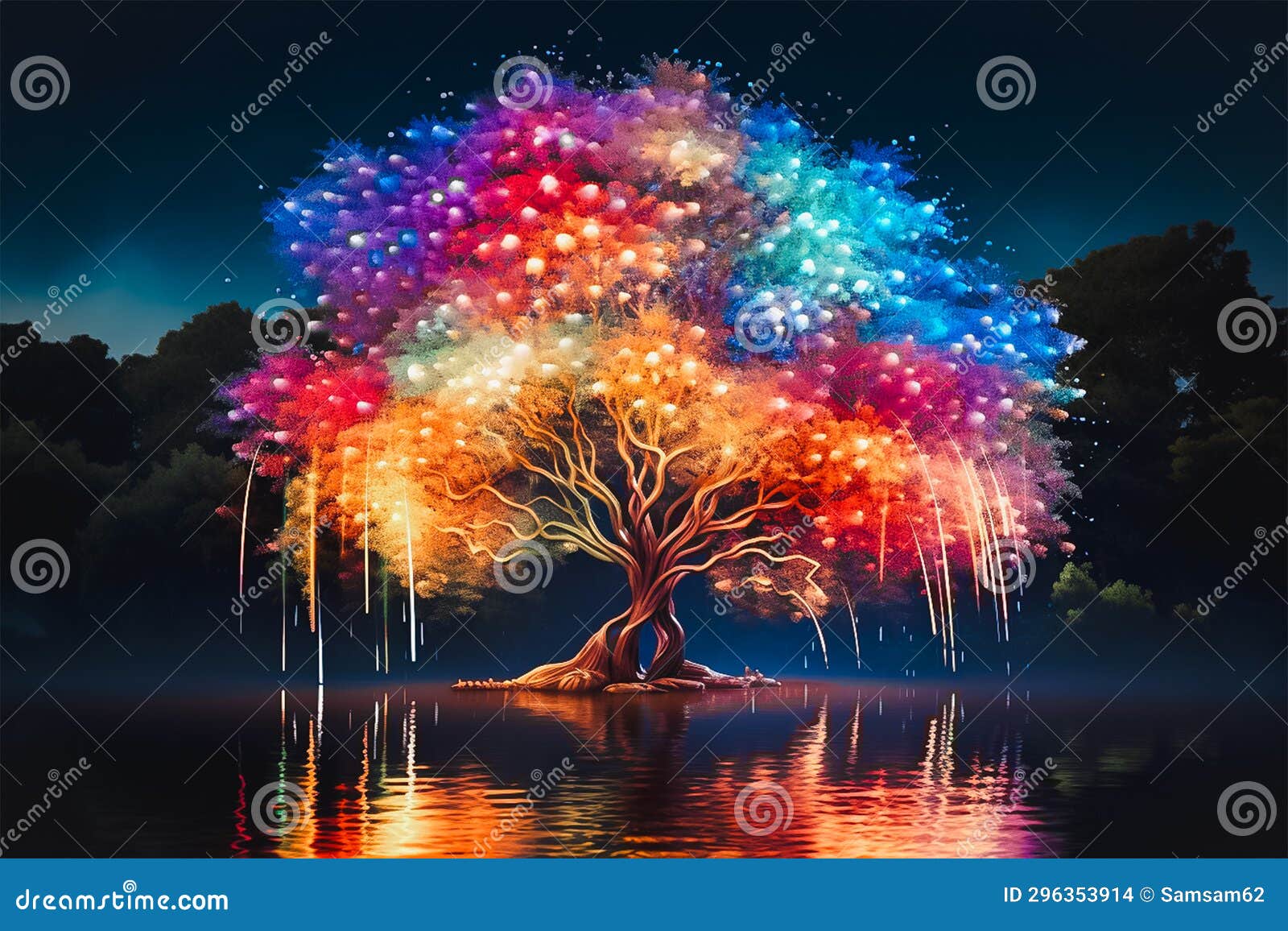 Art of Willow Tree Multicolor, Dreamy Magical Style, Generative AI ...