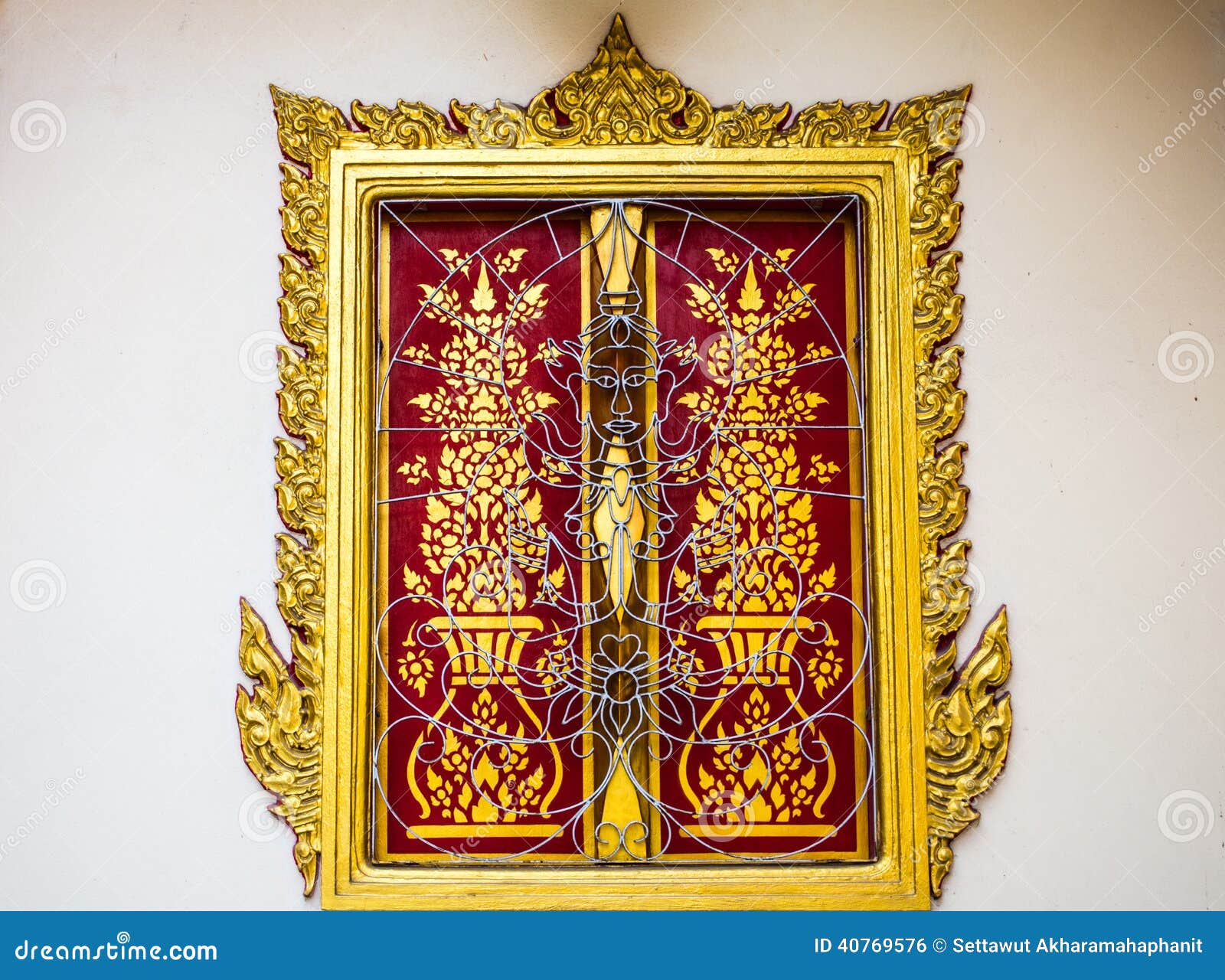 Art of Windows in Thai Temple Stock Photo - Image of historic, oriental ...