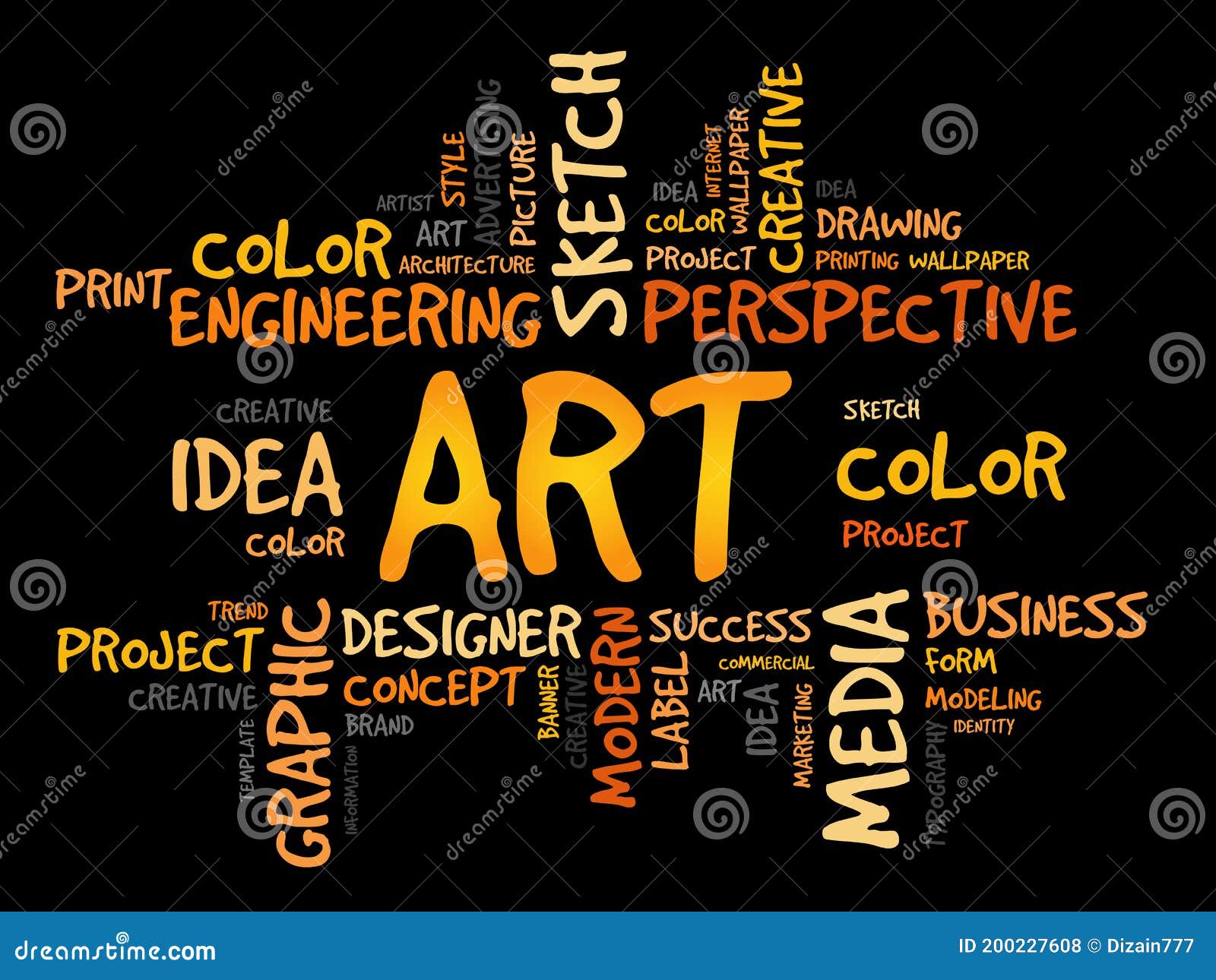 ART word cloud stock illustration. Illustration of decoration - 200227608