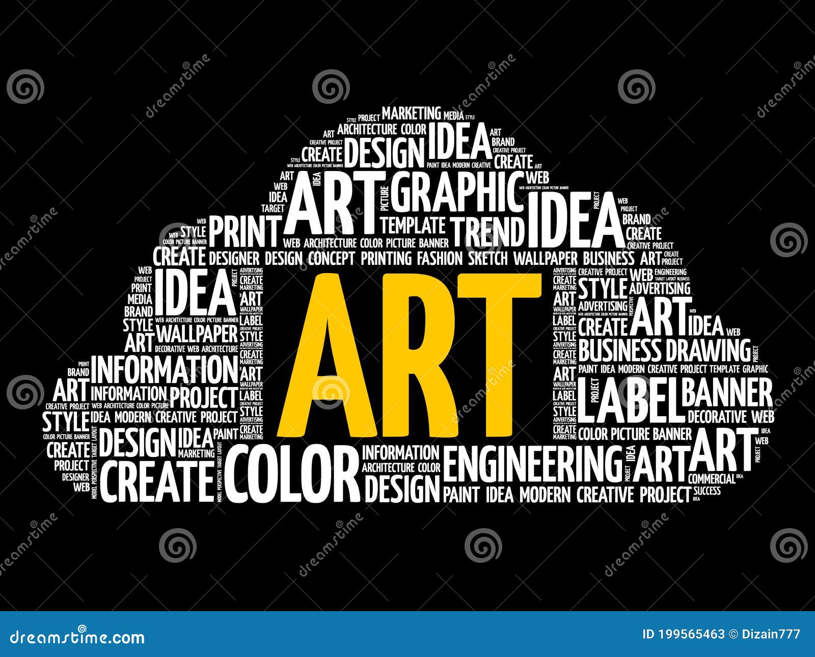 ART Word Cloud, Creative Concept Stock Illustration - Illustration of ...