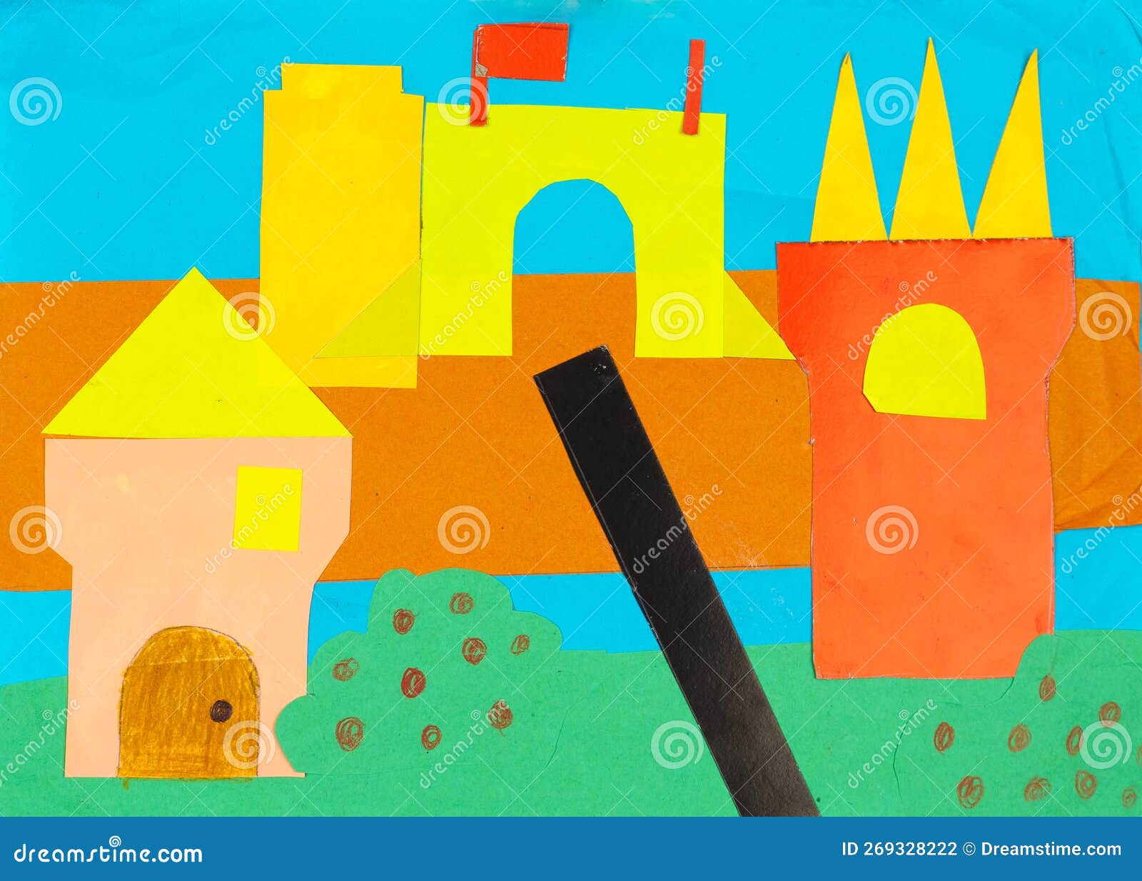 Art Work for Children. a Paper Castle Stock Illustration - Illustration ...