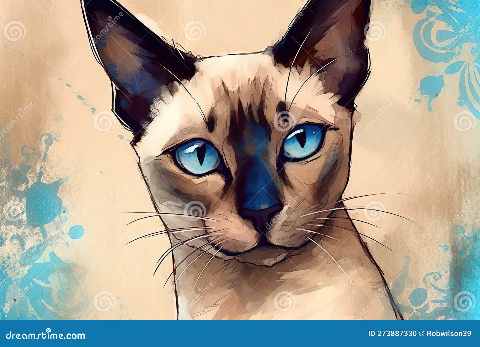Art Work of a Graceful Purebred Siamese Cat, Generative AI Stock ...
