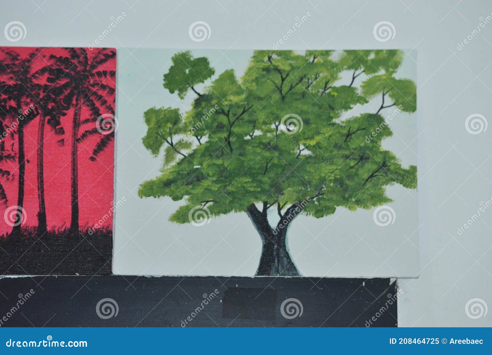 Art Work Tree Drawn on Canvas Stock Image - Image of painting, drawn ...