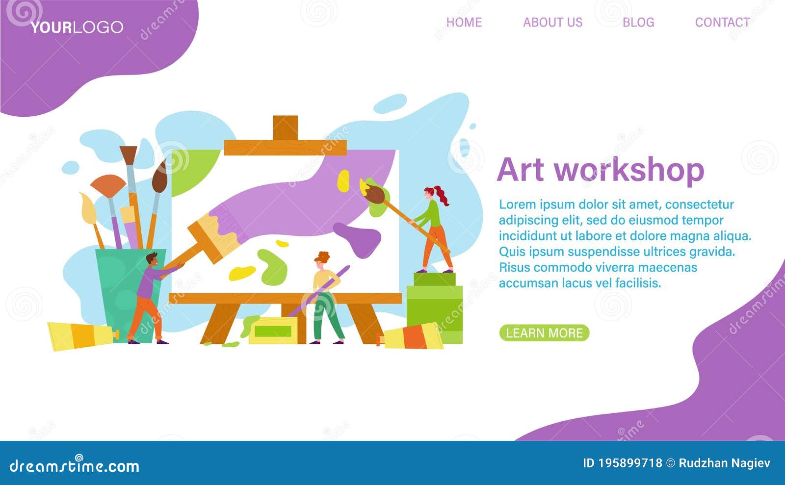Art Workshop Webpage Template Stock Vector - Illustration of learning ...