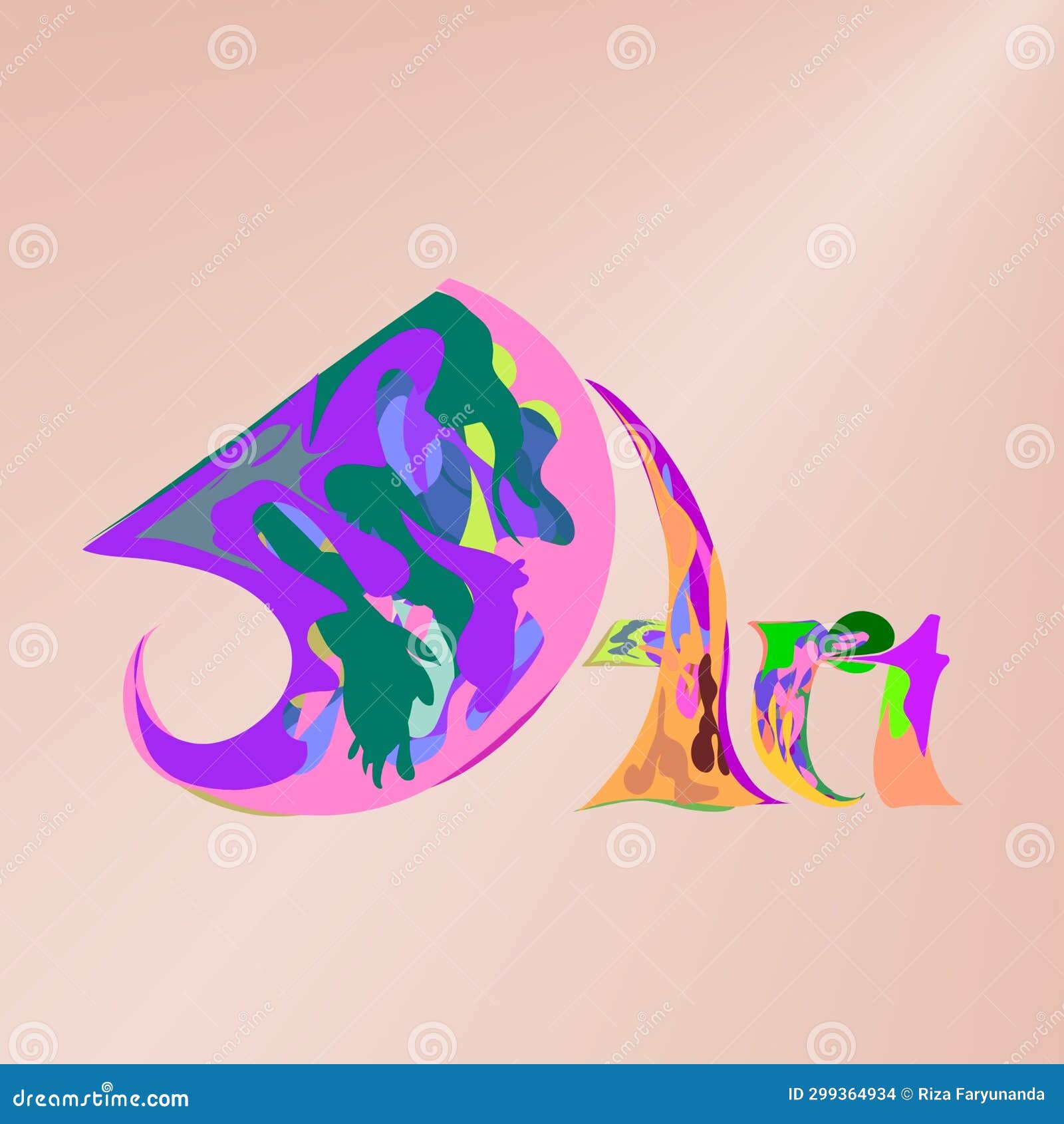 Art Writing in Colorful Abstract Colors on a Cream Background Stock ...