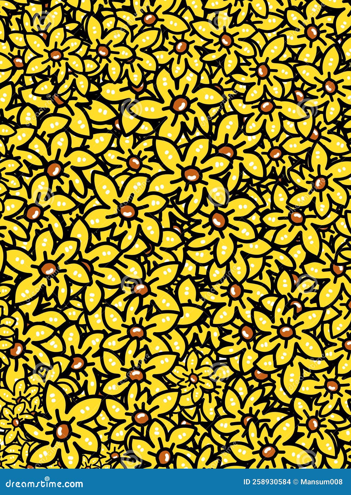 Yellow Flower Cartoon Pattern Background Stock Illustration ...