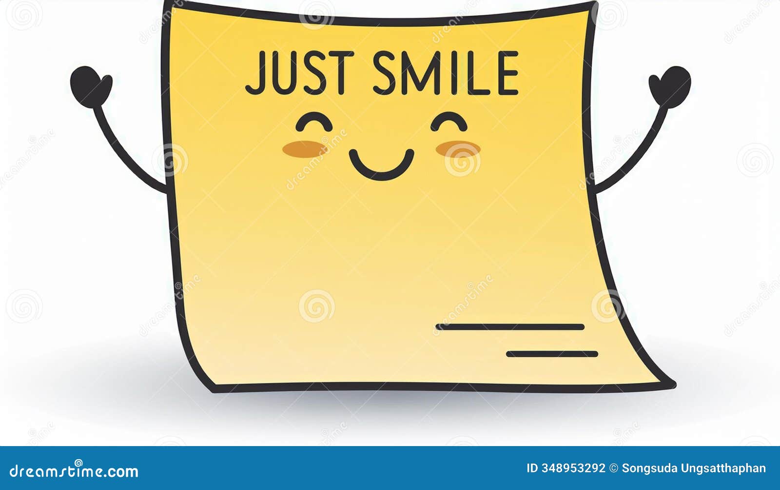 Art of Yellow Sticky Note with Just Smile Happiness Satisfaction Vector ...