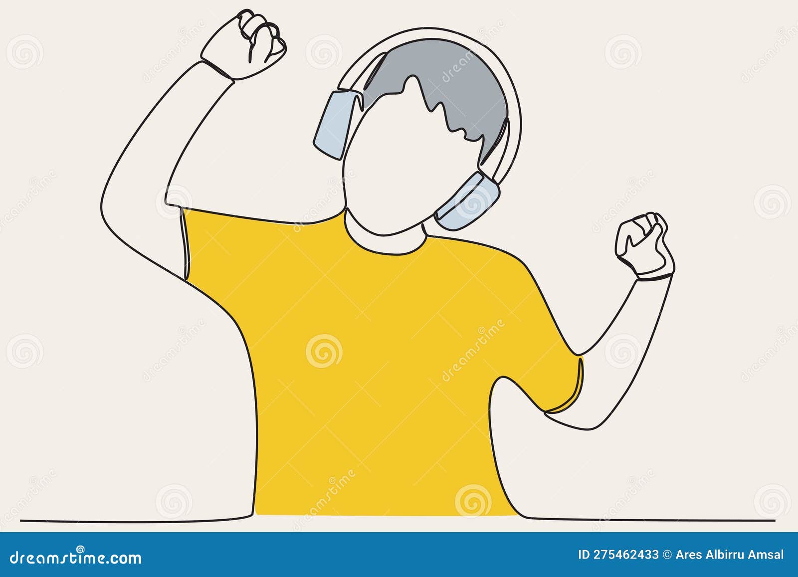 Color Illustration of a Happy Man Hearing Music Stock Vector ...