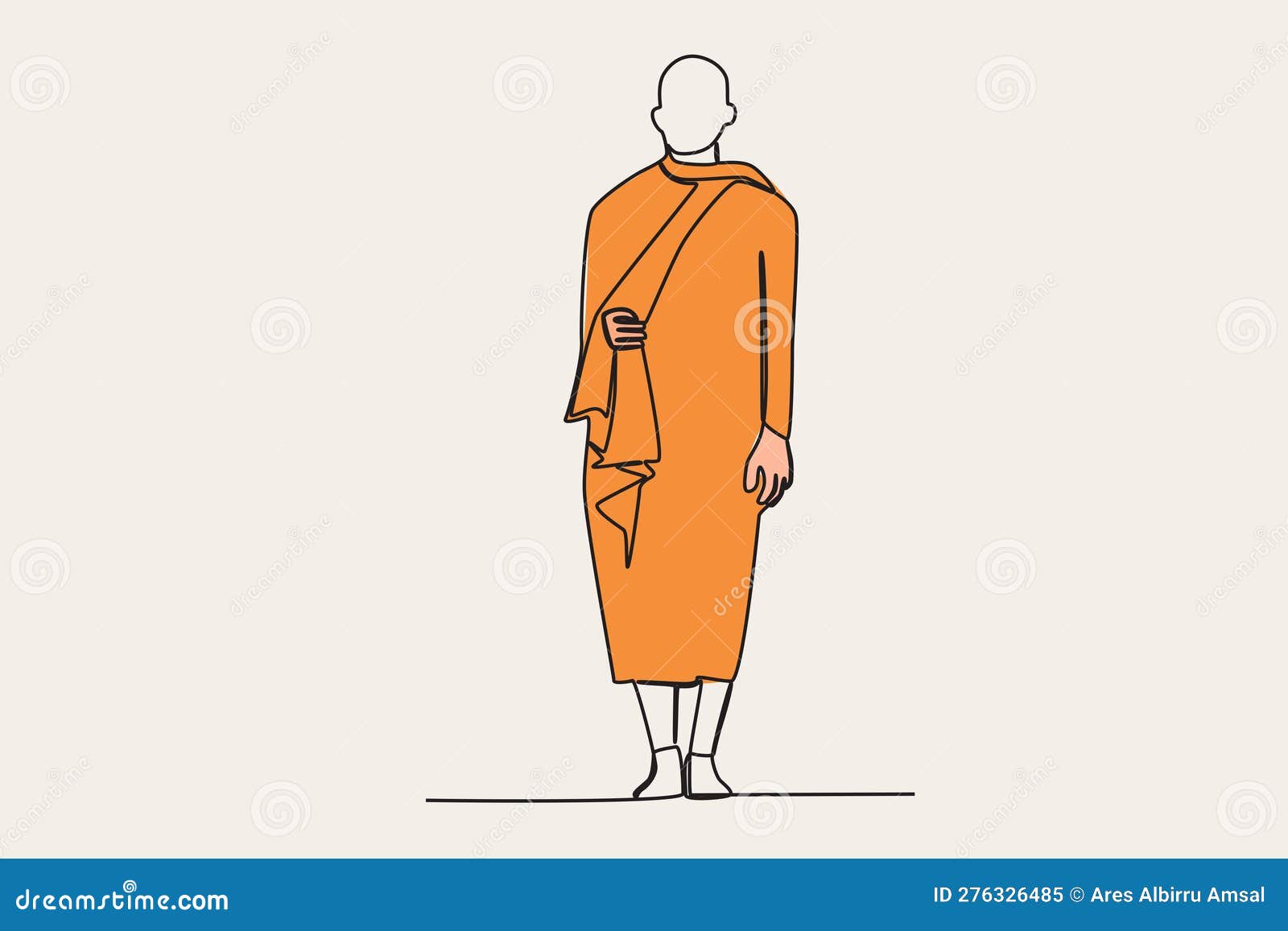 Color Illustration of a Man Wearing Full Monk Clothing Stock Vector ...