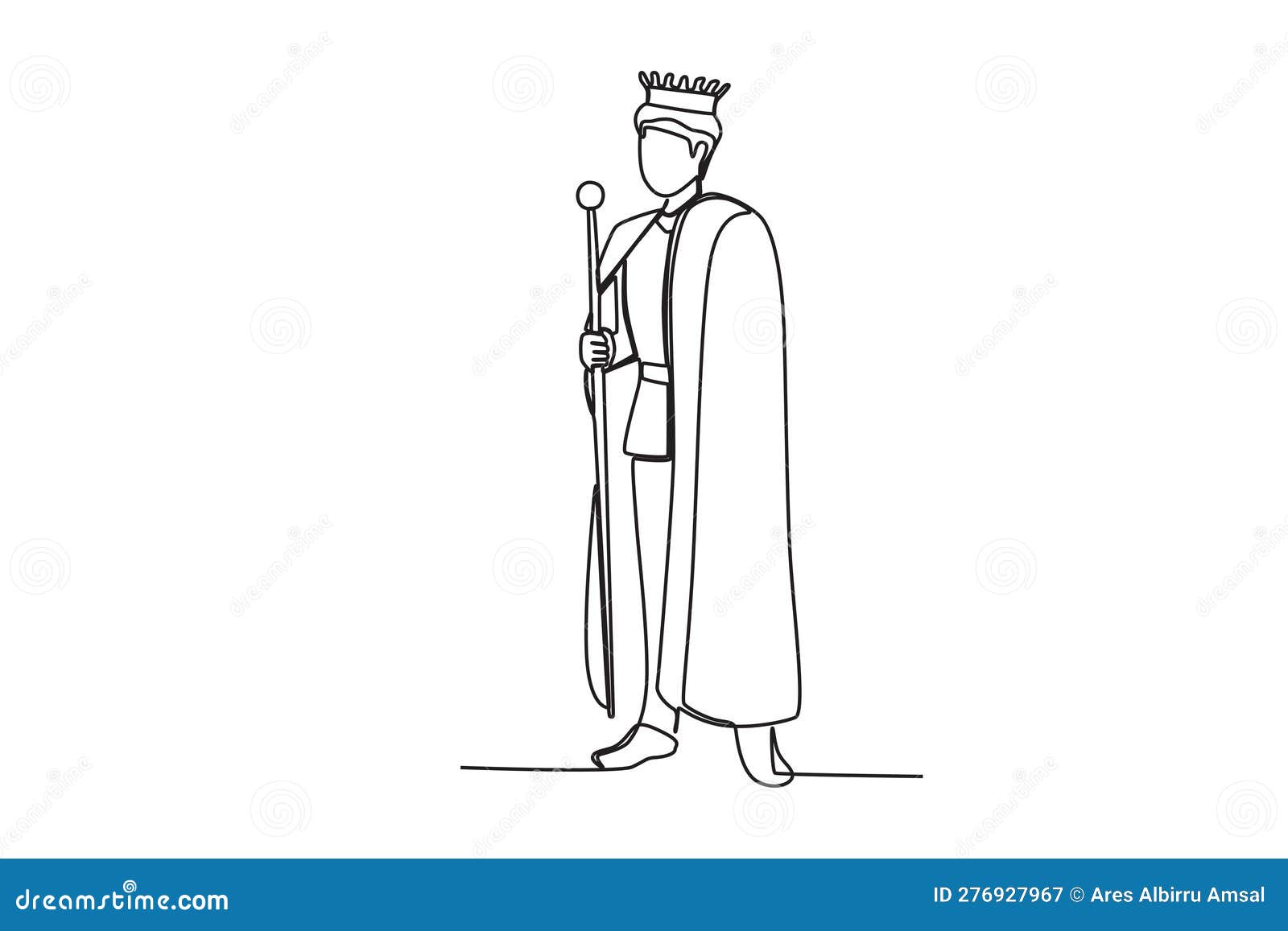A King Wears Robes and Holds a Scepter Stock Vector - Illustration of ...