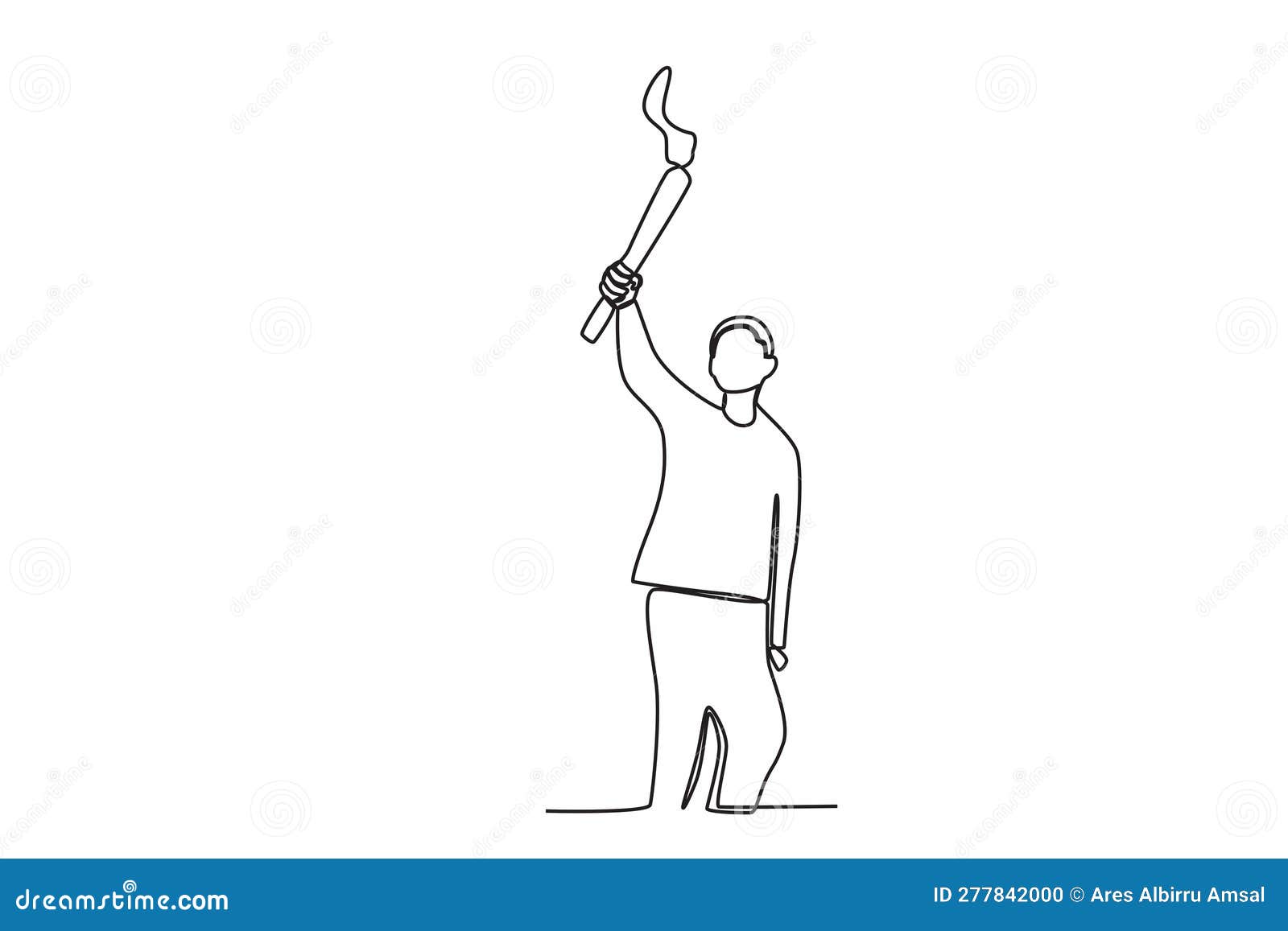 A Man Looks at the Torch he Raised Stock Vector - Illustration of ...