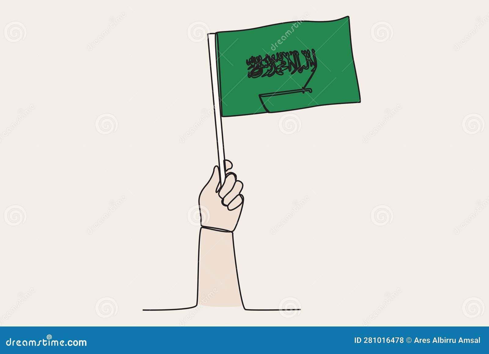A Hand Raised the Saudi Arabia Flag Stock Vector - Illustration of view ...