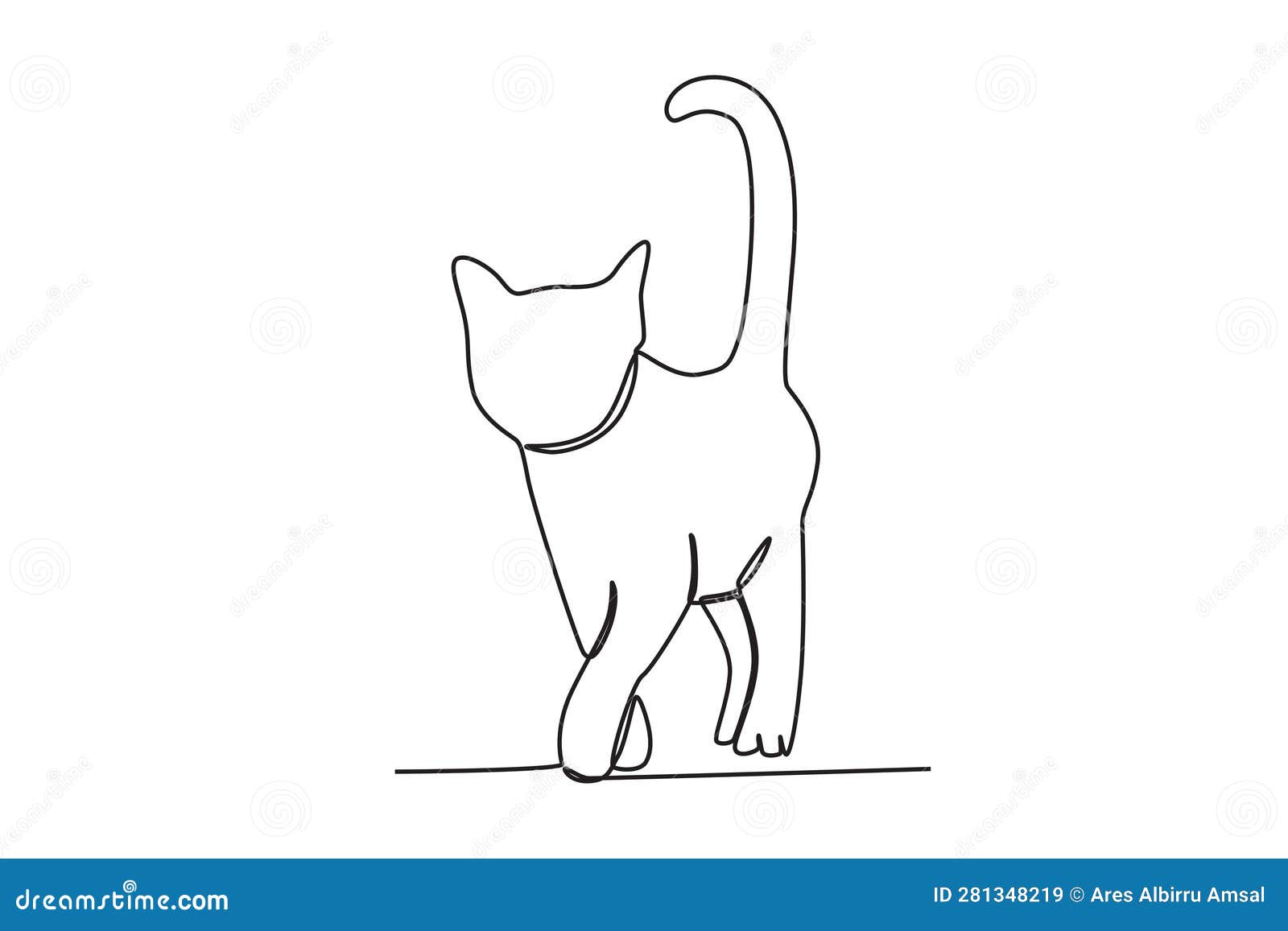 Front View of a Standing Cat with Its Tail Raised Stock Vector ...