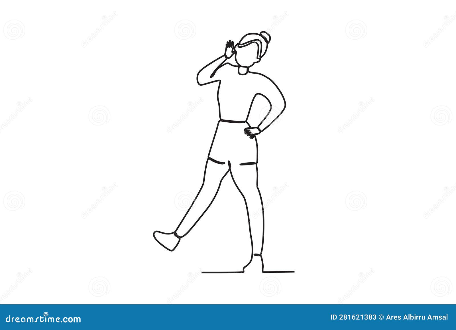 A Woman Poses while Raising One Leg Stock Vector - Illustration of ...