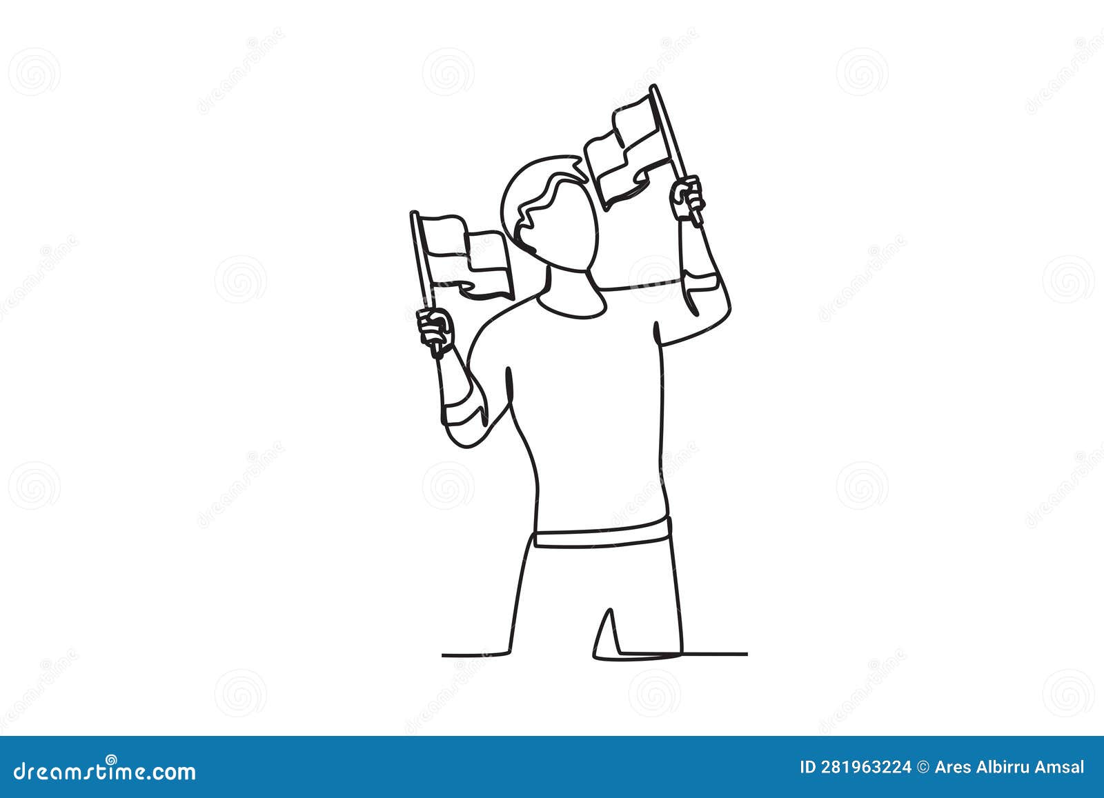 A Man Holding Two Flags in His Hands Stock Vector - Illustration of ...