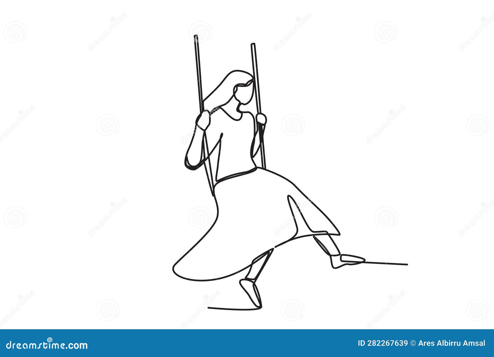 A Woman Swinging in the Rain Stock Vector - Illustration of lady ...