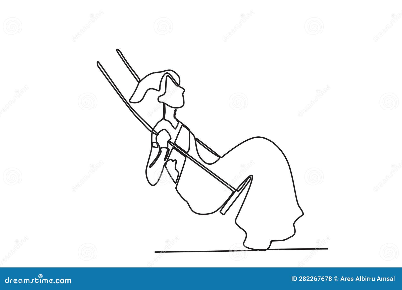 Side View of a Woman Sitting on a Swing Stock Vector - Illustration of ...