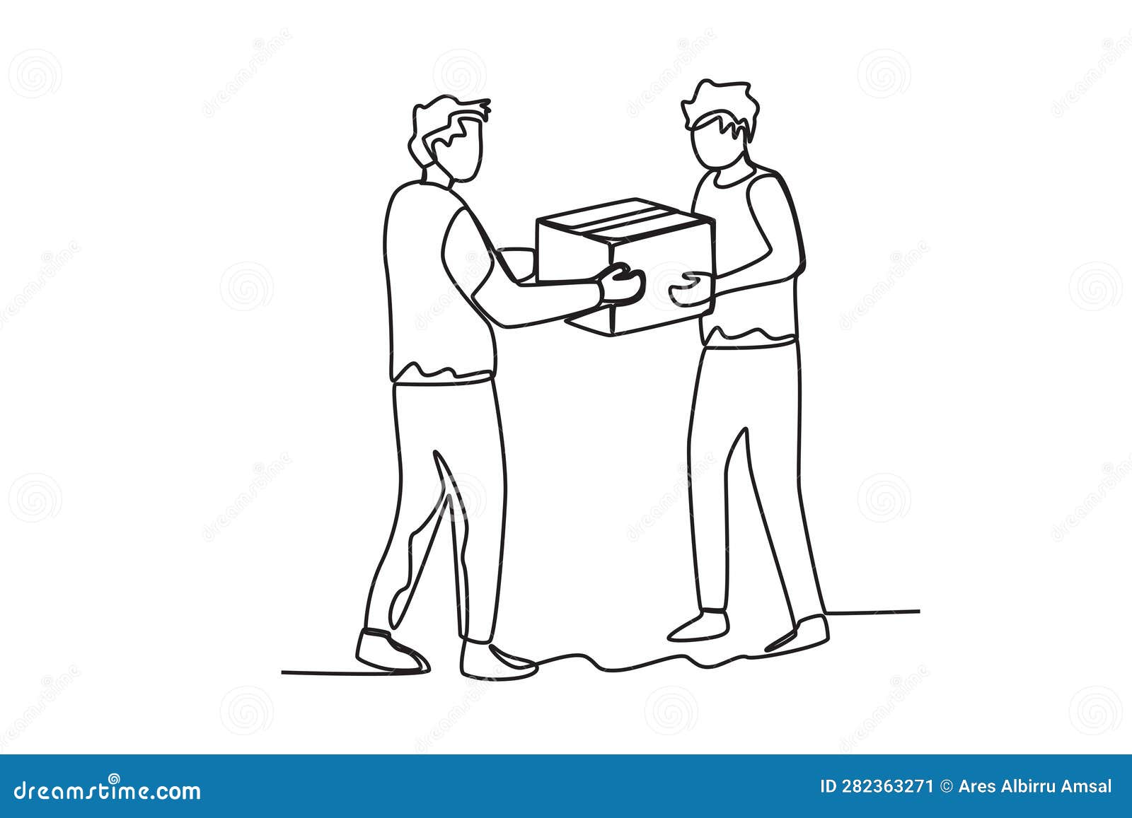 A Man Gives a Help Box To His Friend Stock Vector - Illustration of ...