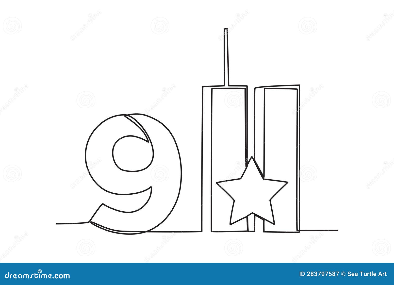911 Number and Tower 911 with Stars Stock Vector - Illustration of ...