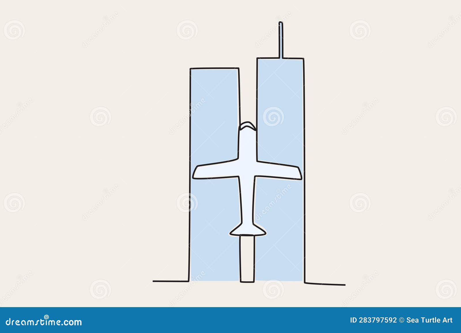 Color Illustration of Aircraft Attack on WTC Towers Stock Vector ...