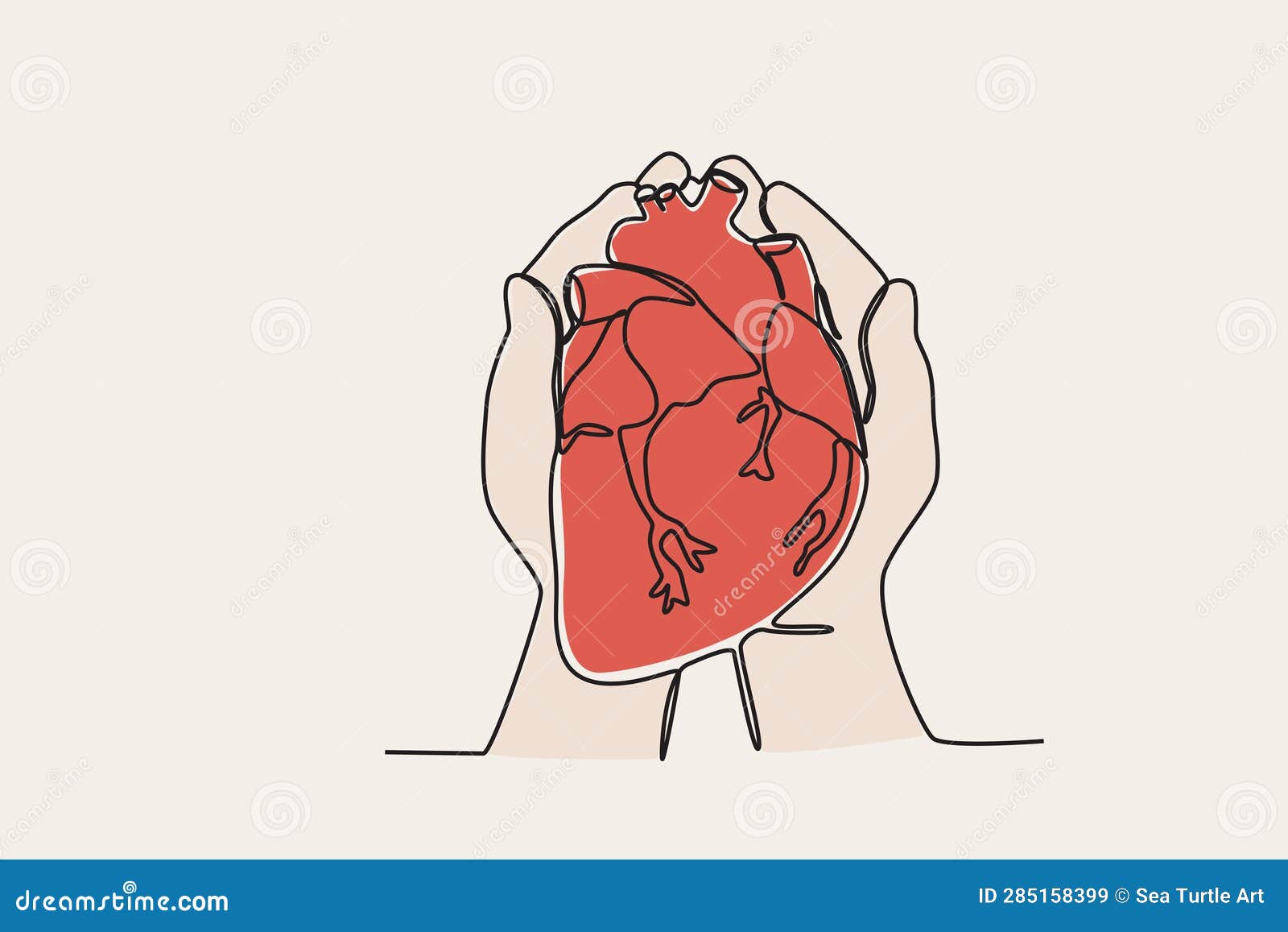 Color Illustration of a Hand Guarding the Heart Stock Vector ...